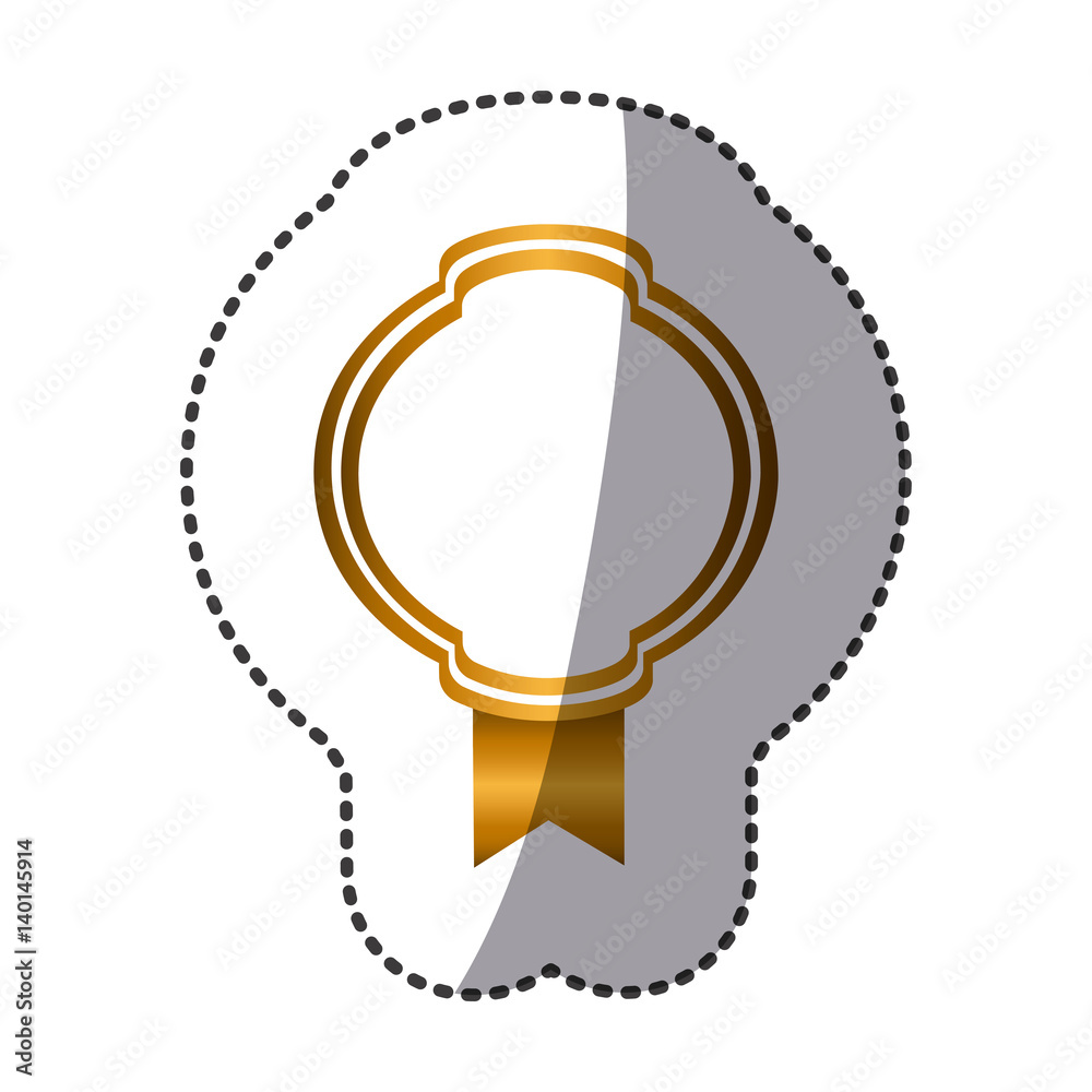 yellow round emblem with decorations icon, vector illustraction design ...