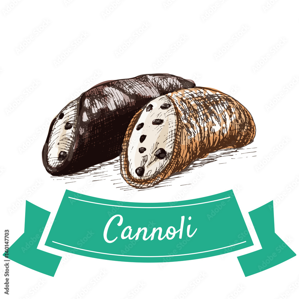Cannoli colorful illustration. Stock Vector | Adobe Stock