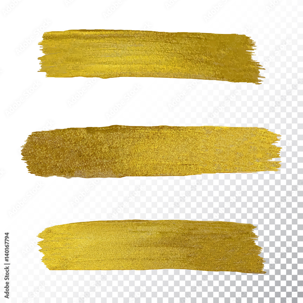 Gold Texture Paint Stain Illustration. Hand drawn brush stroke design ...