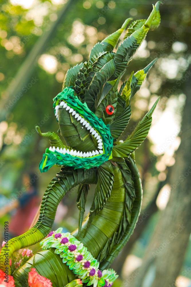 Dragon Krathong Using Banana Leaf at Loi Krathong Festival in Bangkok ...