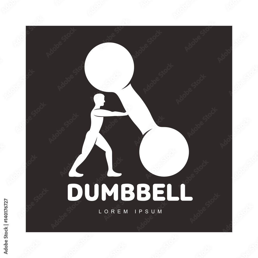 Graphic logo template with full length figure of bodybuilder man ...