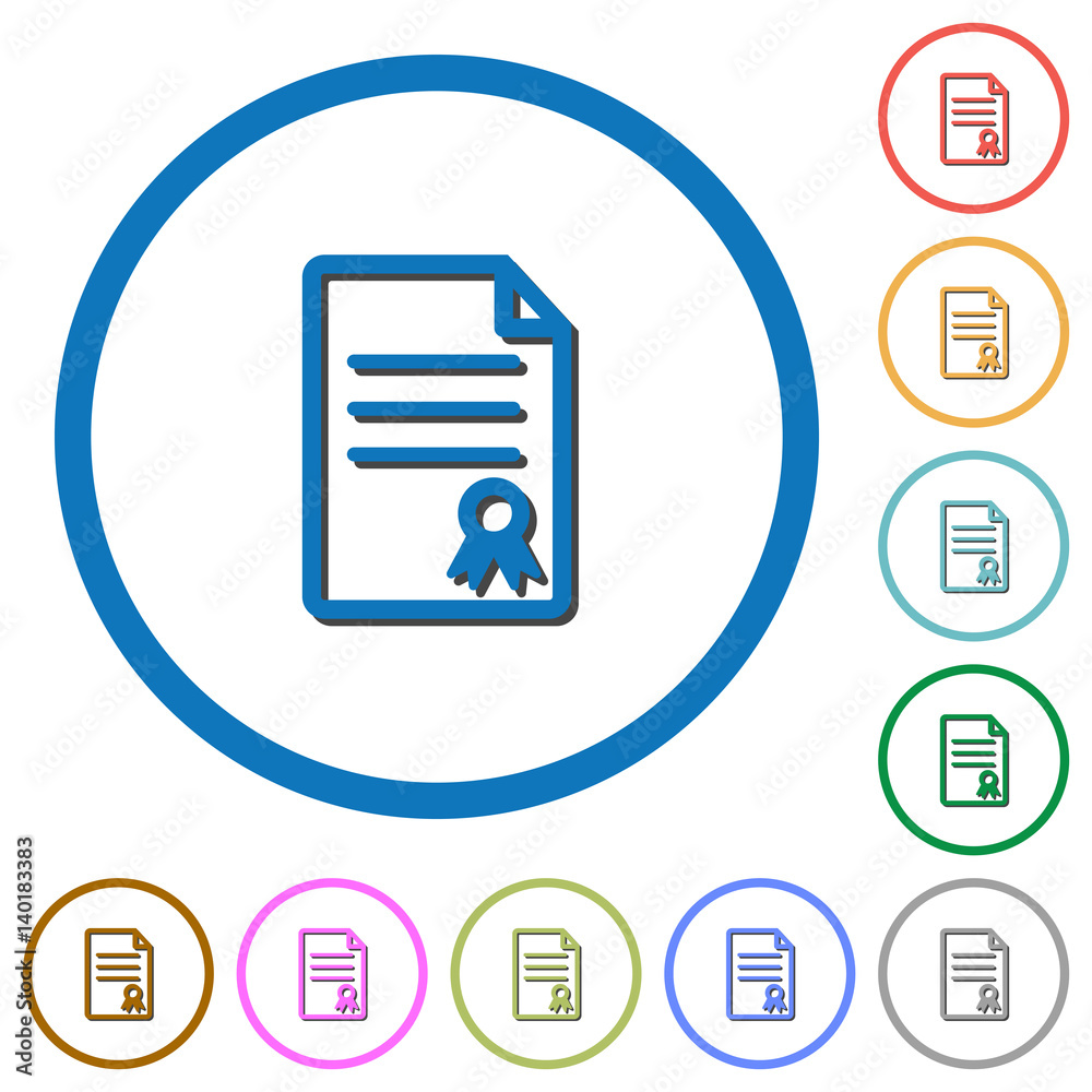 Certificate document icons with shadows and outlines Stock Vector ...