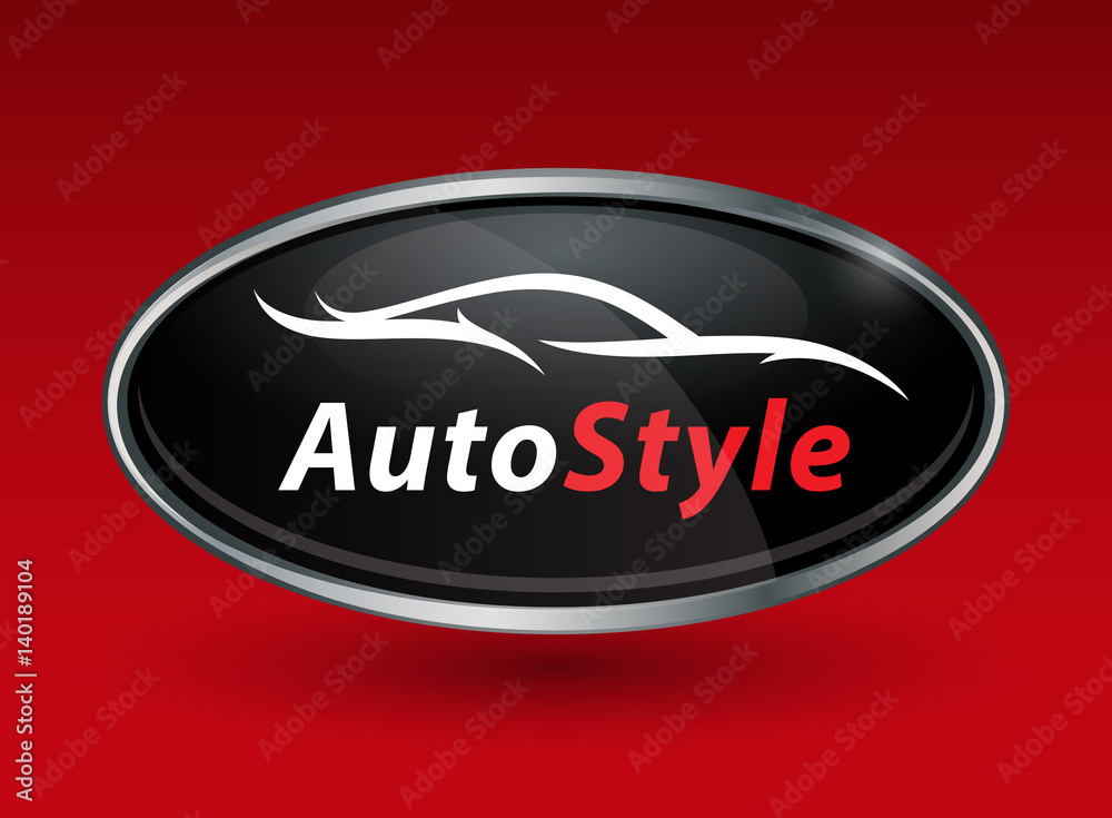 Concept auto vehicle dealership logo design of black and silver chrome ...