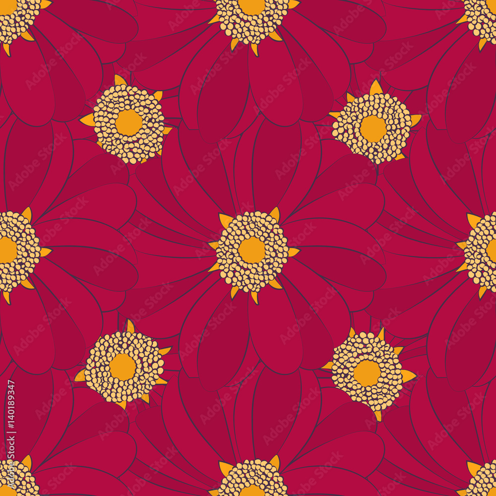 Seamless pattern with red flowers. Can use for printing on the Stock ...