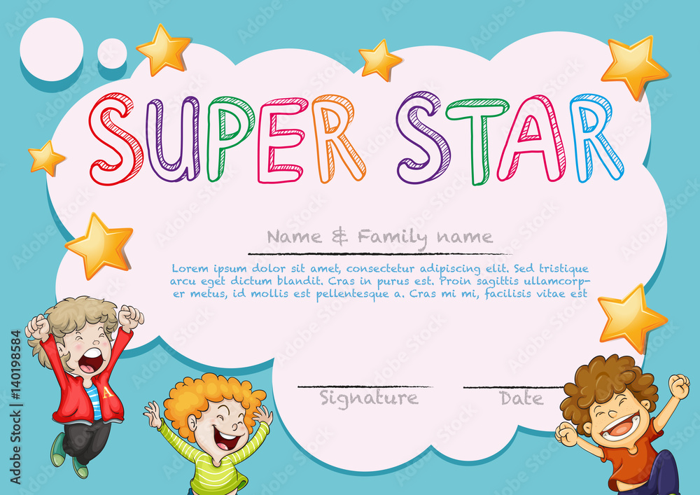 Super star award template with kids in background Stock Vector | Adobe ...