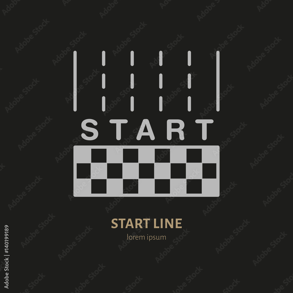 Start line vector linear icon. Speed automobile, racing car sign ...