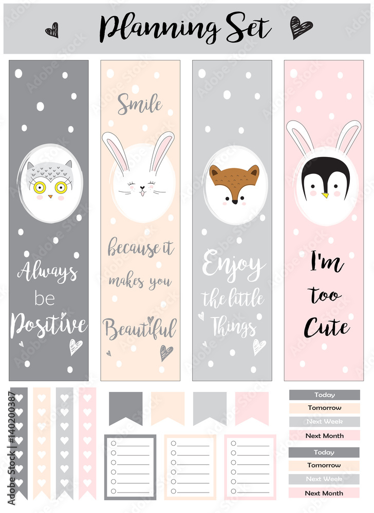 Cute printables set Stock Vector | Adobe Stock