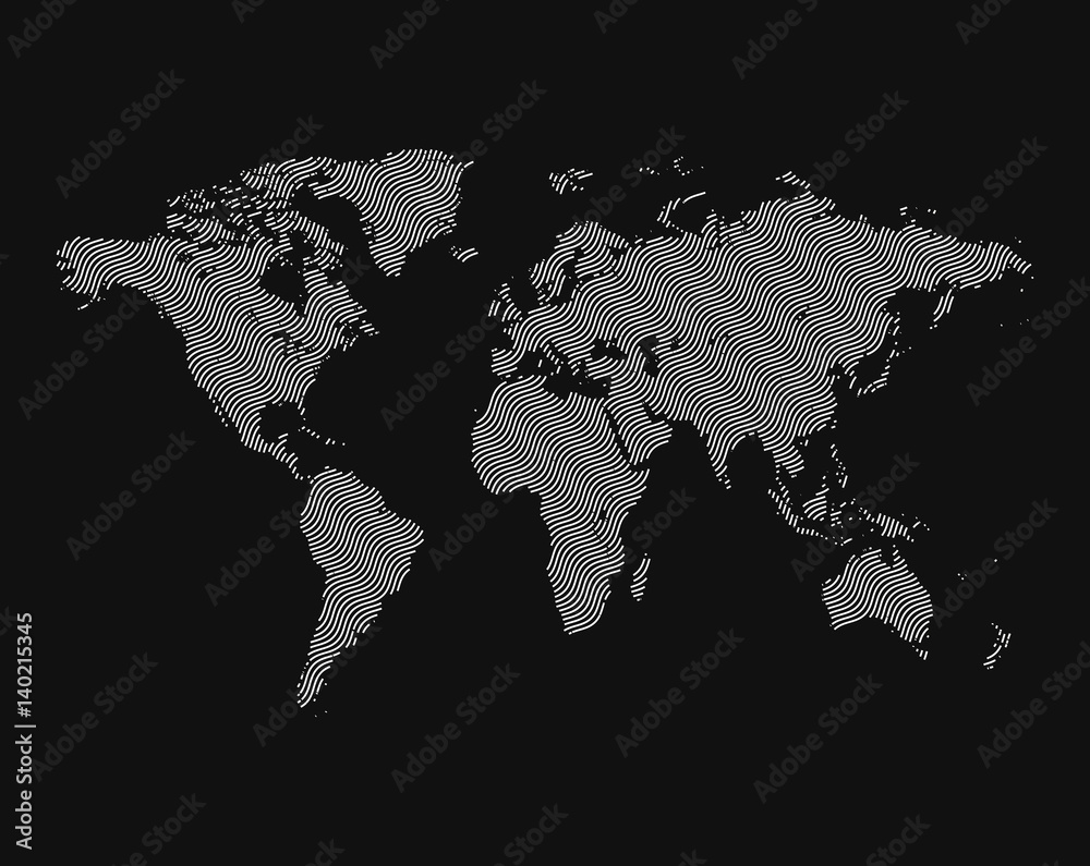 Isolated black color worldmap of lines background, earth vector ...