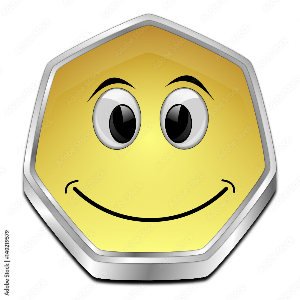 Button with smiling face - 3D illustration Stock Vector | Adobe Stock