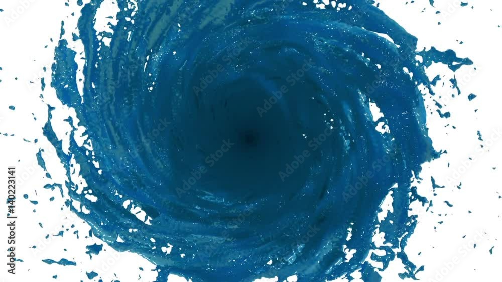 Blue Liquid tornado on white background. Beautiful colored paint is ...