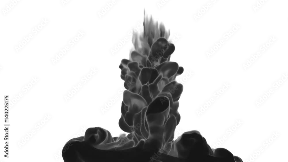Cloud of Black Ink on white backgound underwater or smoke with alpha ...