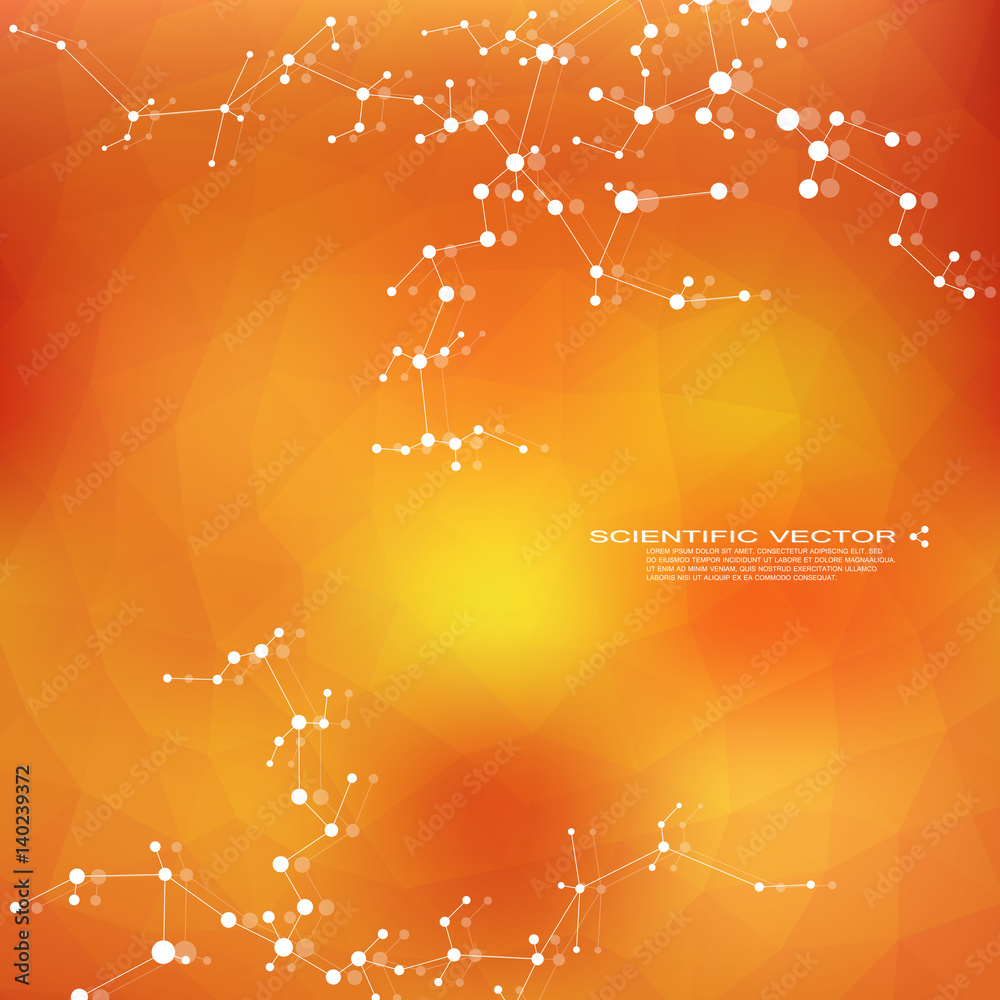 Molecule Dna And Neurons Vector Molecular Structure Connected Lines With Dots Genetic