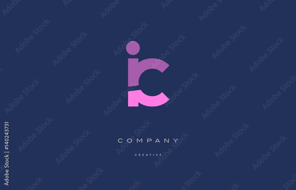 ic i c pink blue alphabet letter logo icon Stock Vector | Adobe Stock
