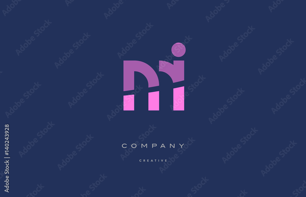 mi m i pink blue alphabet letter logo icon Stock Vector | Adobe Stock