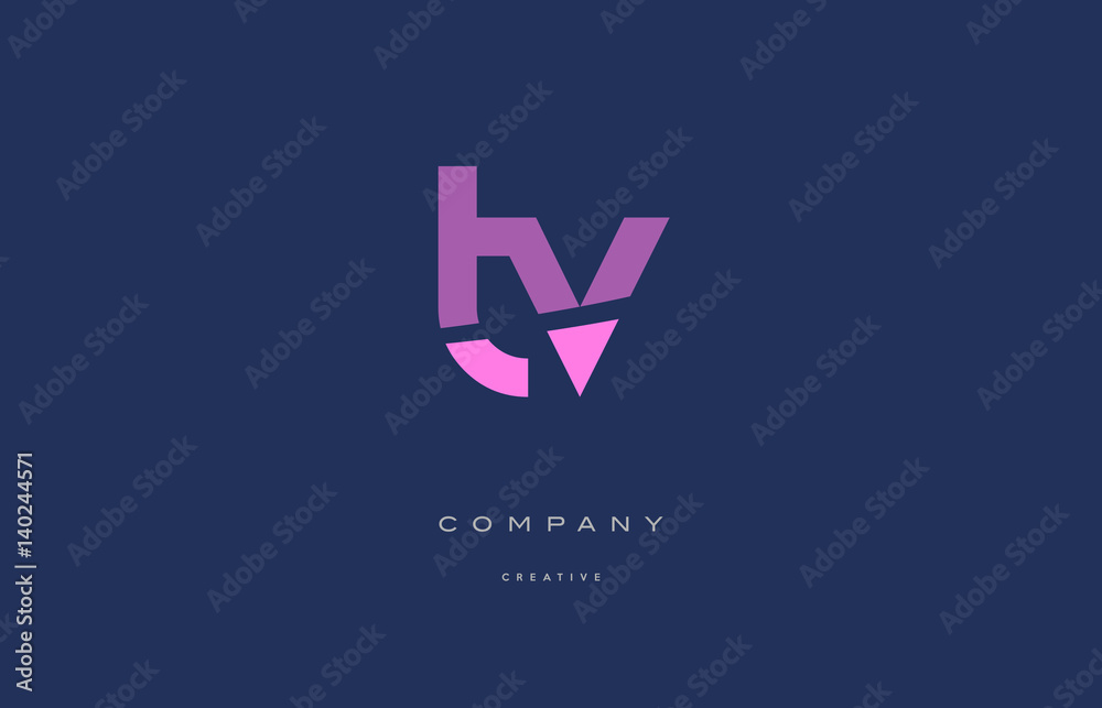 tv t v pink blue alphabet letter logo icon Stock Vector | Adobe Stock