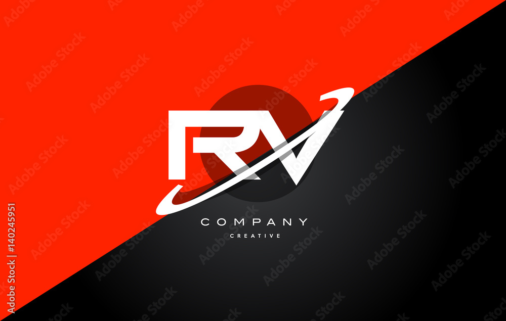 rv r v red black technology alphabet company letter logo icon Stock ...
