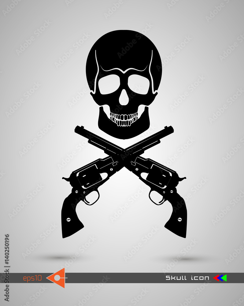 Vector halftone skulls. Skull icon. Symbol of death, danger, war, death ...