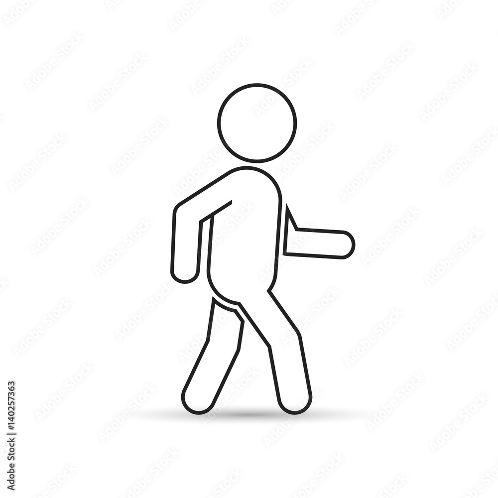 Man walk icon outline. Vector human side view. Stock Vector | Adobe Stock