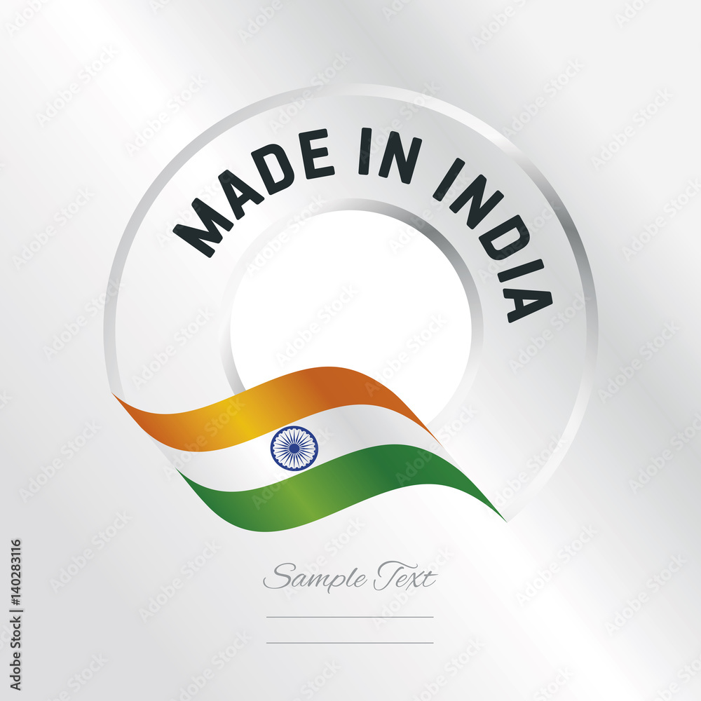 Made in India transparent logo icon silver background Stock Vector ...