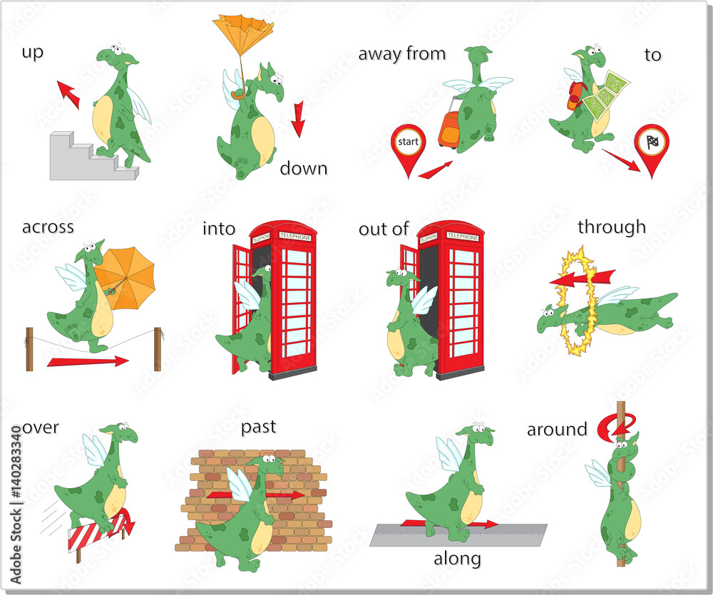Cartoon Dragon Prepositions Of Movement English Gramm - vrogue.co