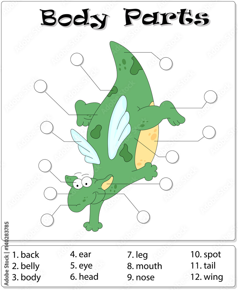 Cartoon dragon body parts Stock Vector | Adobe Stock