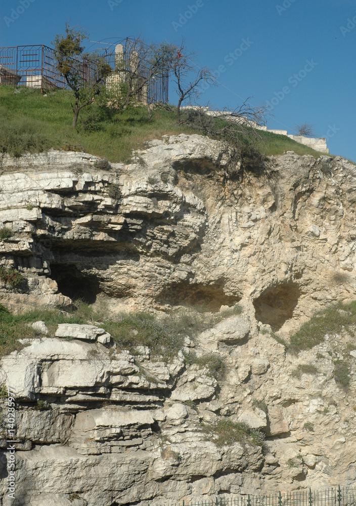 hillside near the garden tomb in Jerusalem, Israel called Golgotha or ...