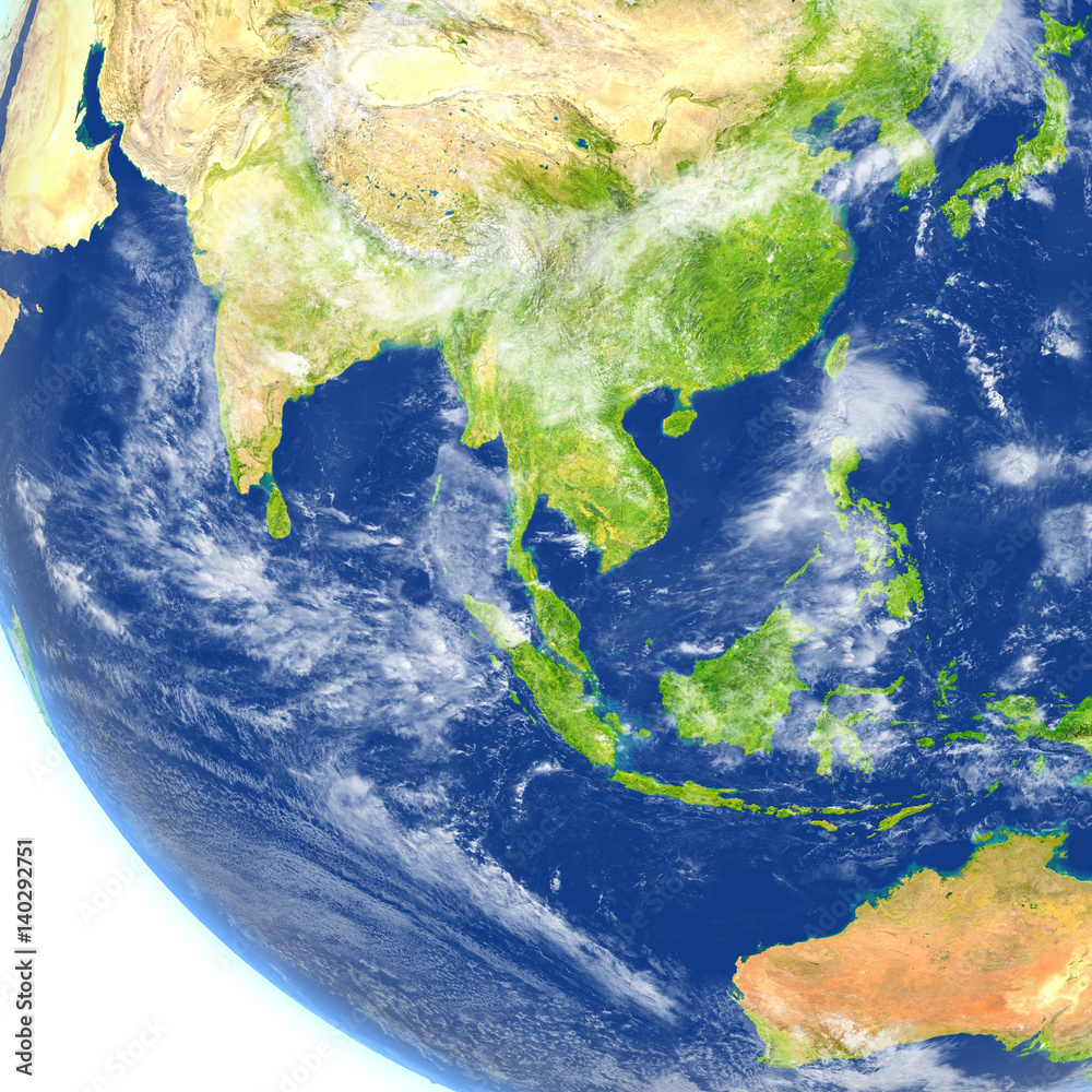 Southeast Asia on planet Earth Stock Illustration | Adobe Stock