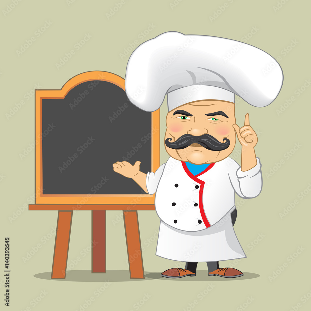 Vector Chef Cook Serving Food Realistic Cartoon Character Design ...
