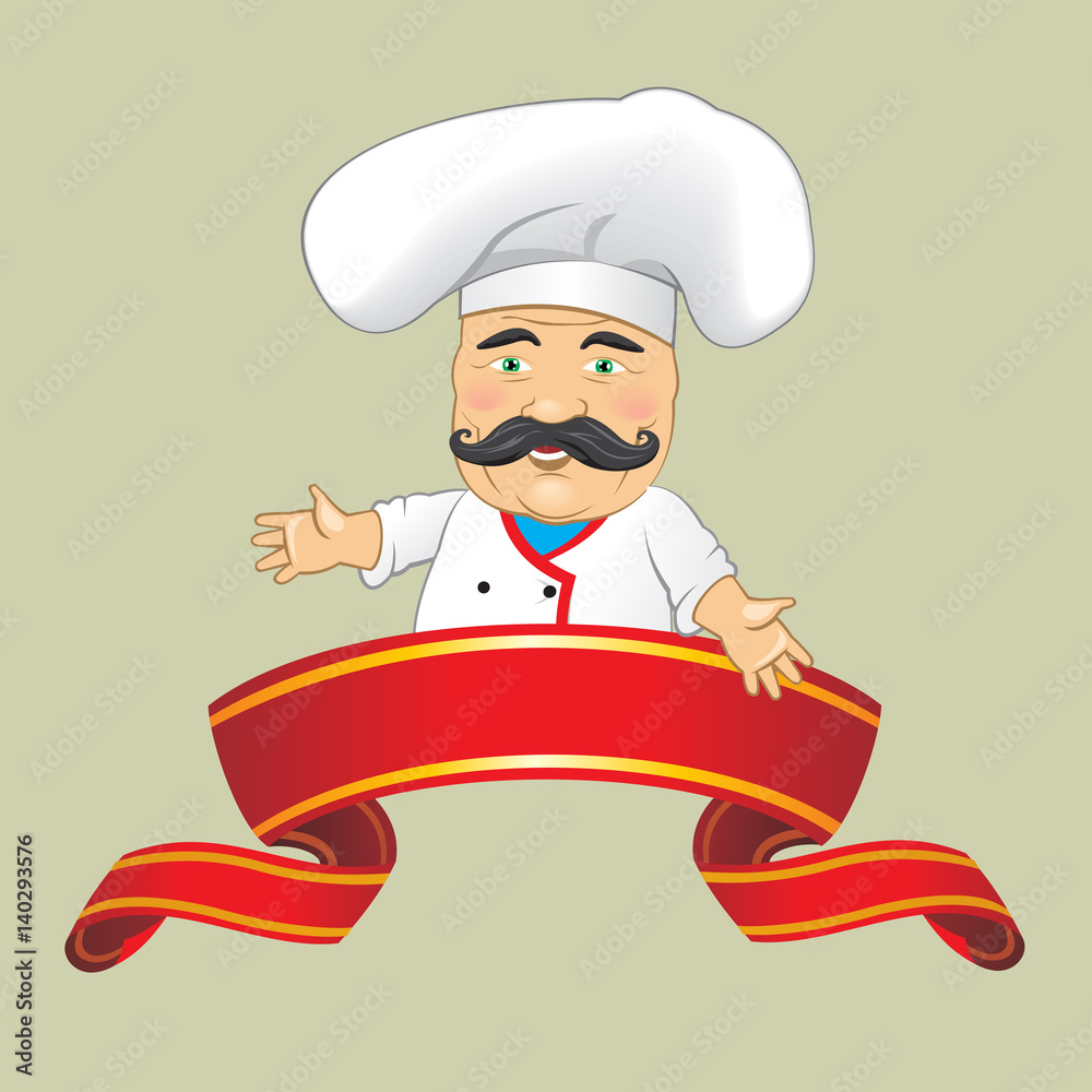 Vector Chef Cook Serving Food Realistic Cartoon Character Design ...