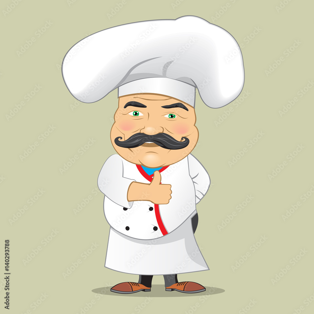 Vector Chef Cook Serving Food Realistic Cartoon Character Design ...