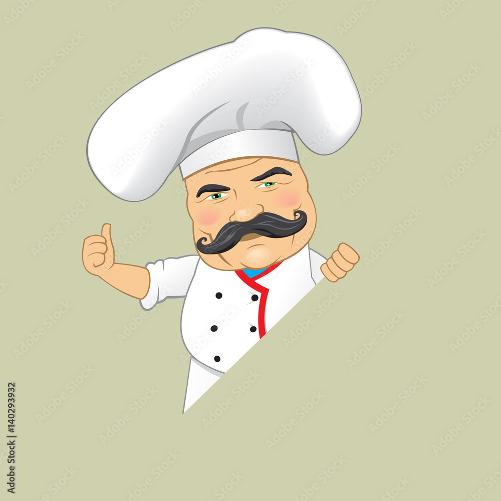 Vector Chef Cook Serving Food Realistic Cartoon Character Design ...
