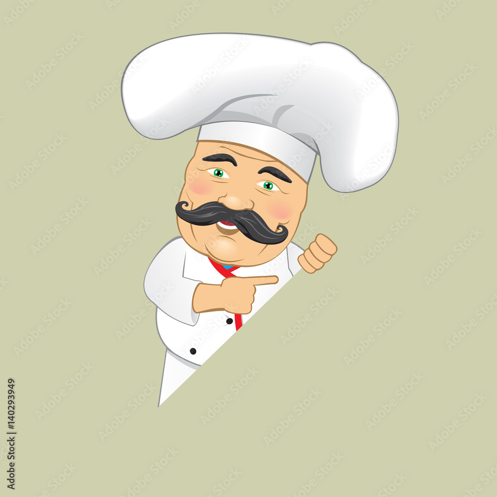 Vector Chef Cook Serving Food Realistic Cartoon Character Design ...