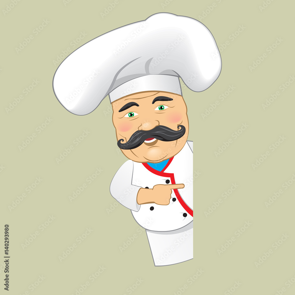 Vector Chef Cook Serving Food Realistic Cartoon Character Design ...