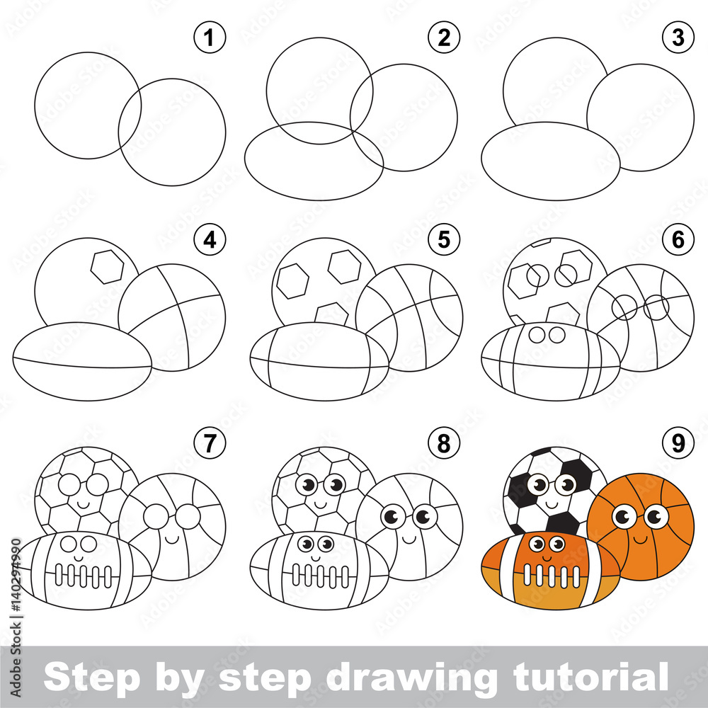 Simple kid educational game. Drawing tutorial. Stock Vector | Adobe Stock