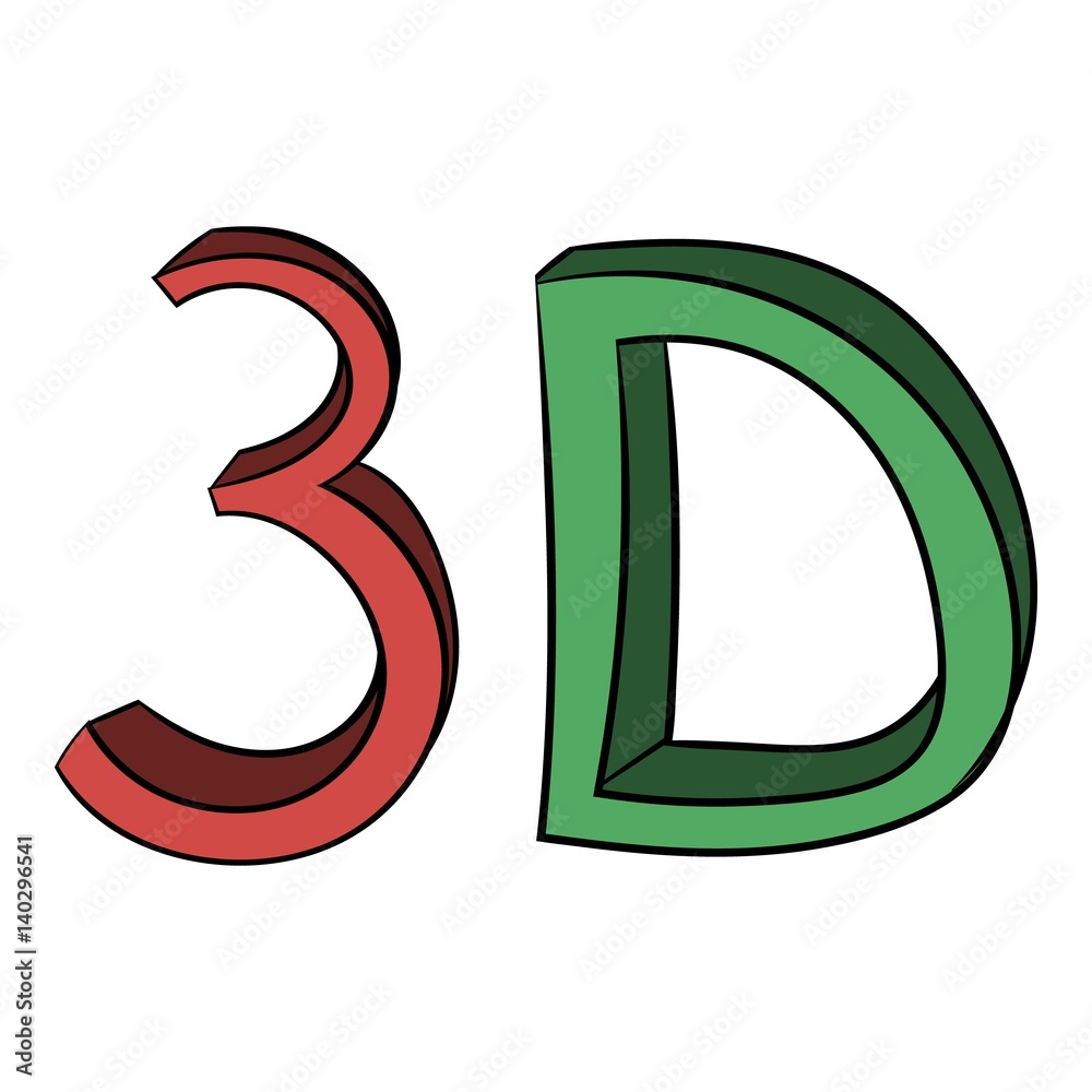 3D word written color icon cartoon Stock Vector | Adobe Stock