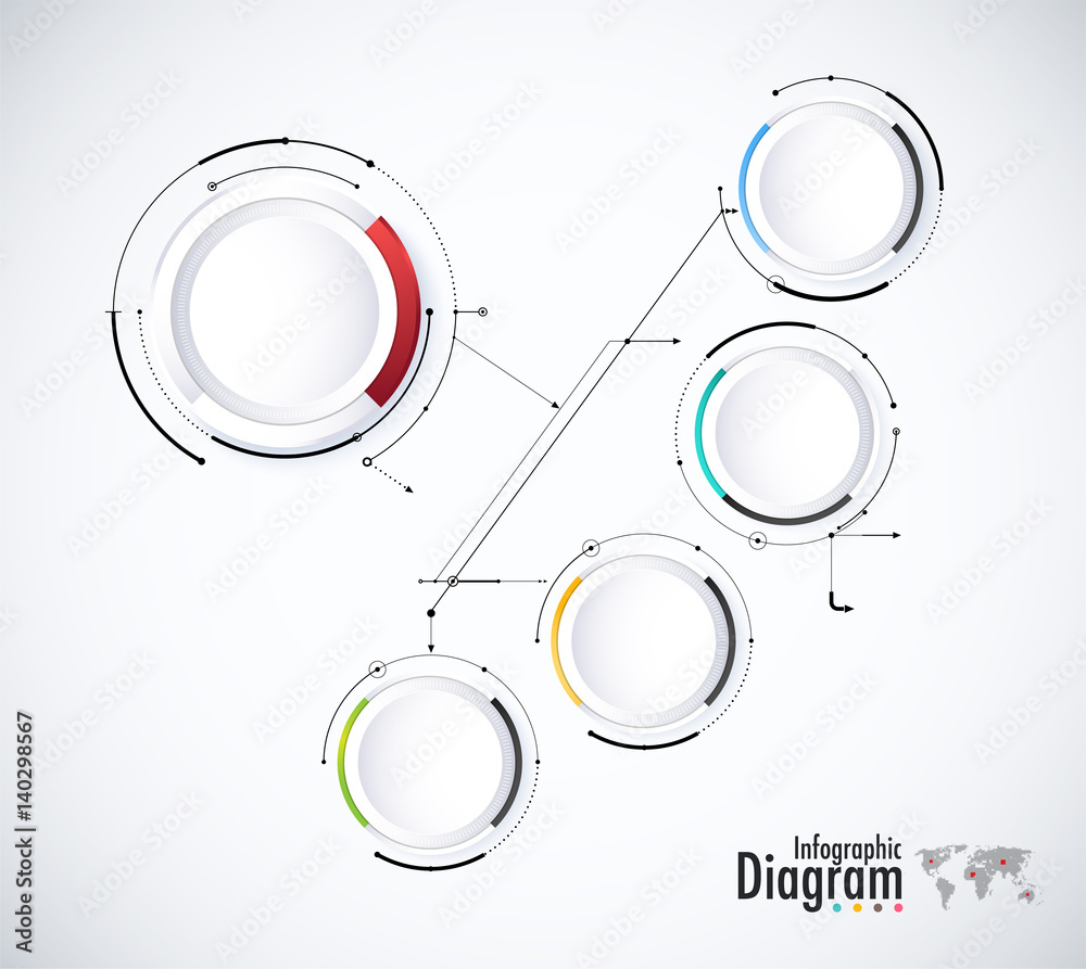 Digital diagram style. Diagram and flow chart of technology concept ...