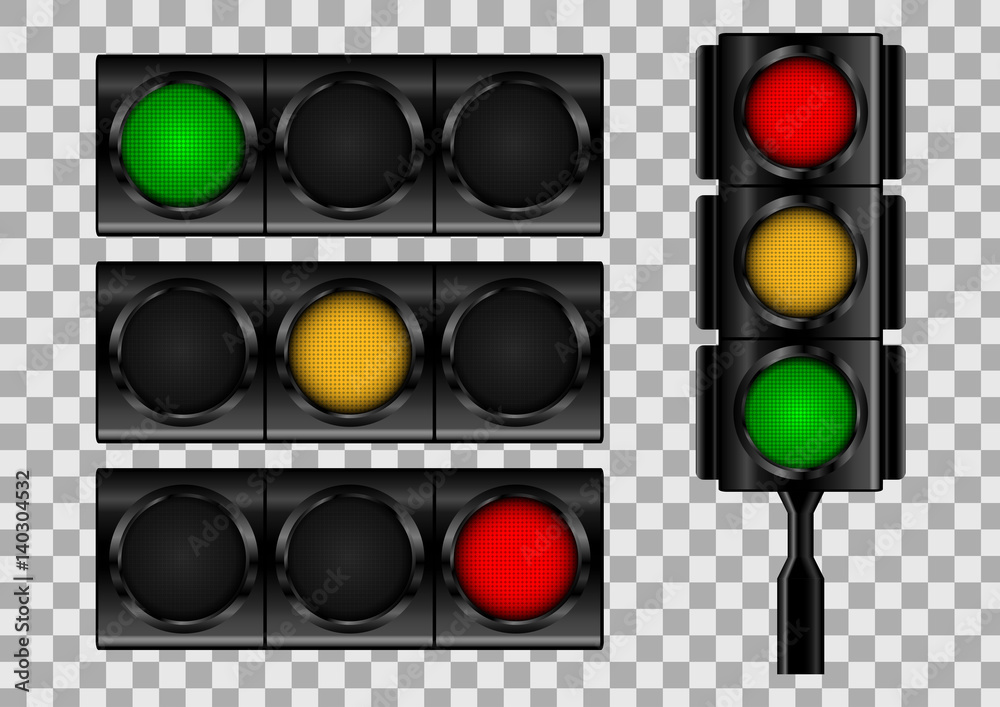 Traffic lights on transparent vector background. Stock Vector | Adobe Stock