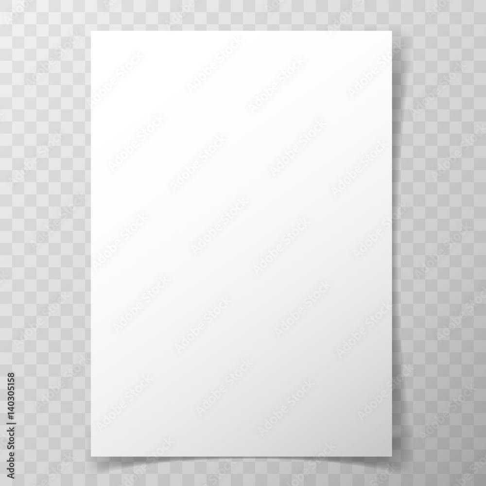 Vector A4 proportions paper with shadows on transparent background ...