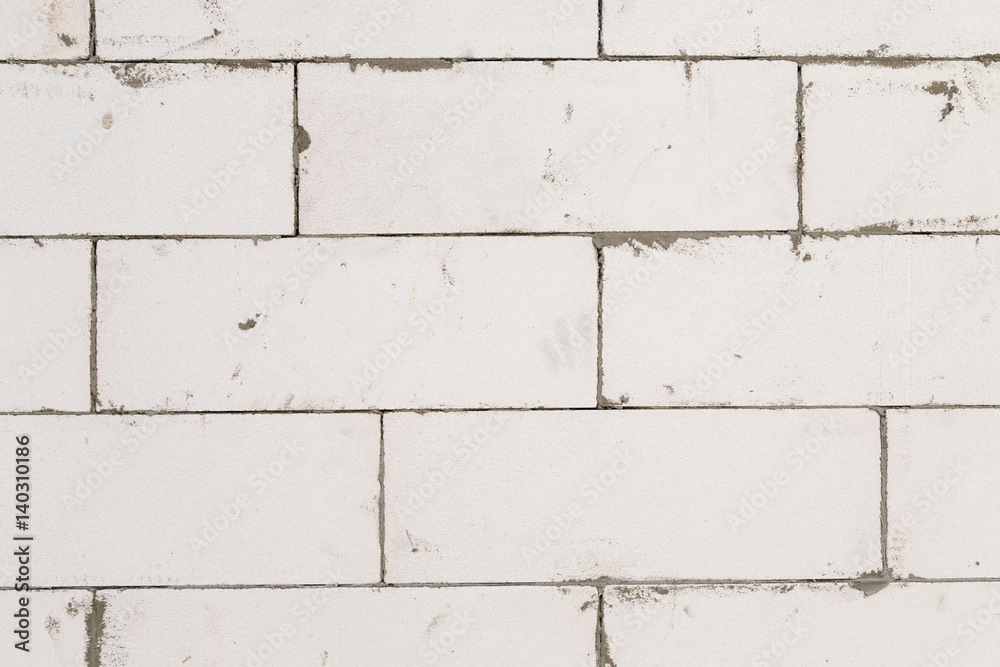 unfinished house wall builds from aerated concrete blocks (AAC ...