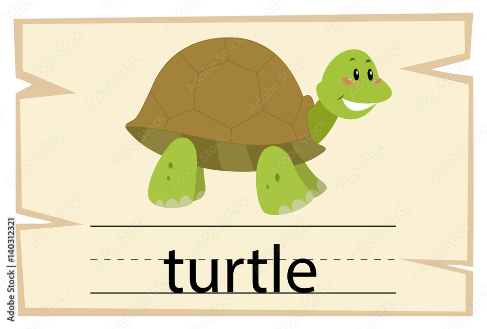 Wordcard template for word turtle Stock Vector | Adobe Stock