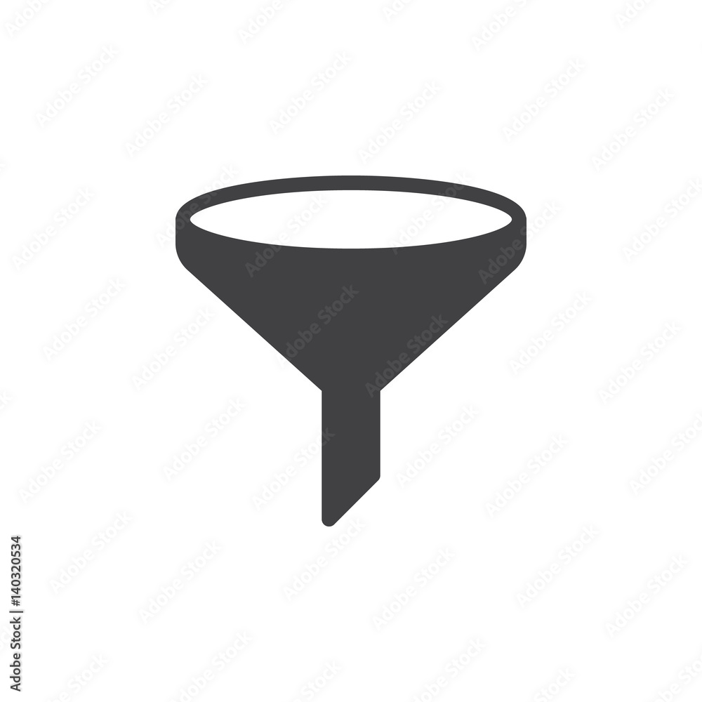 Funnel icon vector, filled flat sign, solid pictogram isolated on white ...
