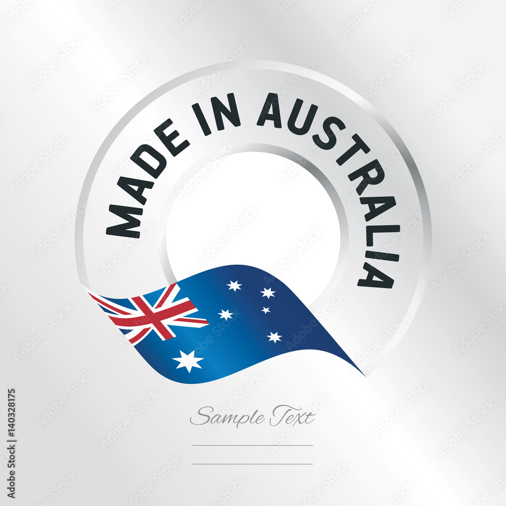 Made in Australia transparent logo icon silver background Stock Vector ...