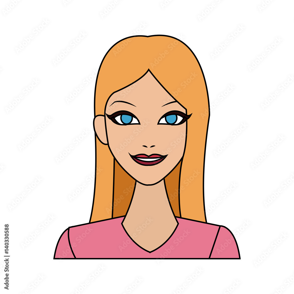 face of young pretty blonde woman icon image vector illustration design ...