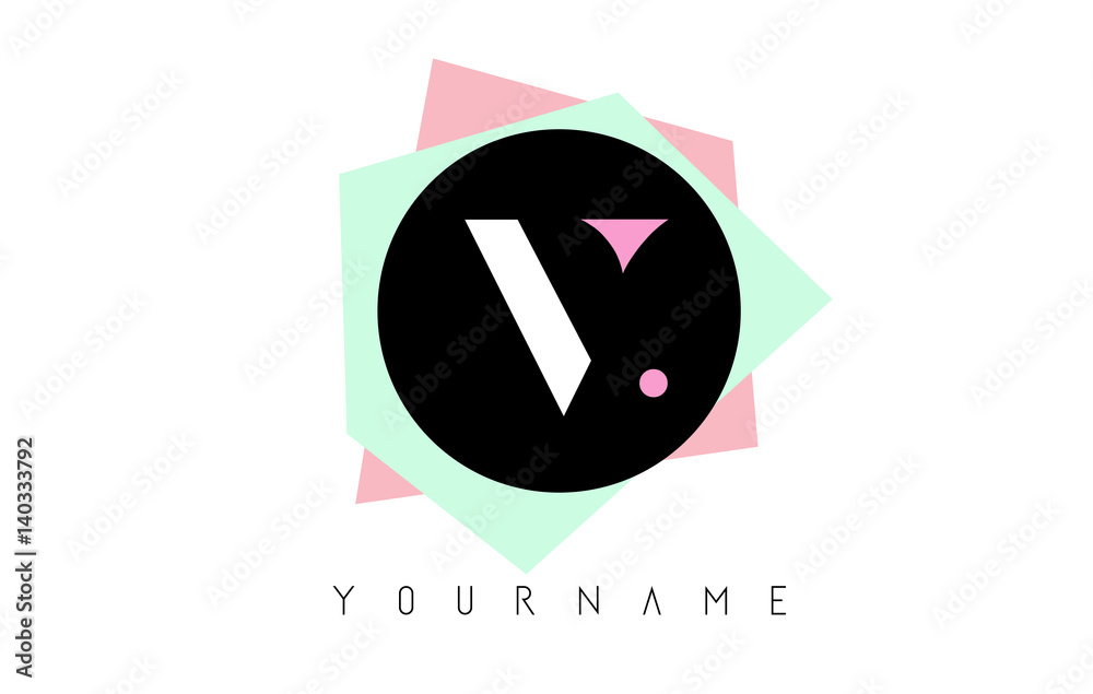 V Geometric Shapes Logo Design with Pastel Colors. Stock Vector | Adobe ...