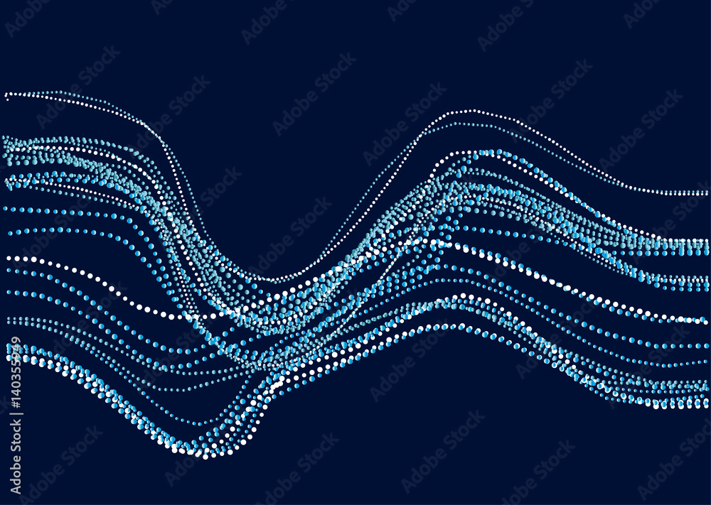 Abstract river water concept. dynamic emitted particles array. Blue ...