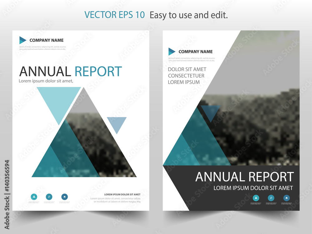 Blue triangle Vector business proposal Leaflet Brochure Flyer template ...