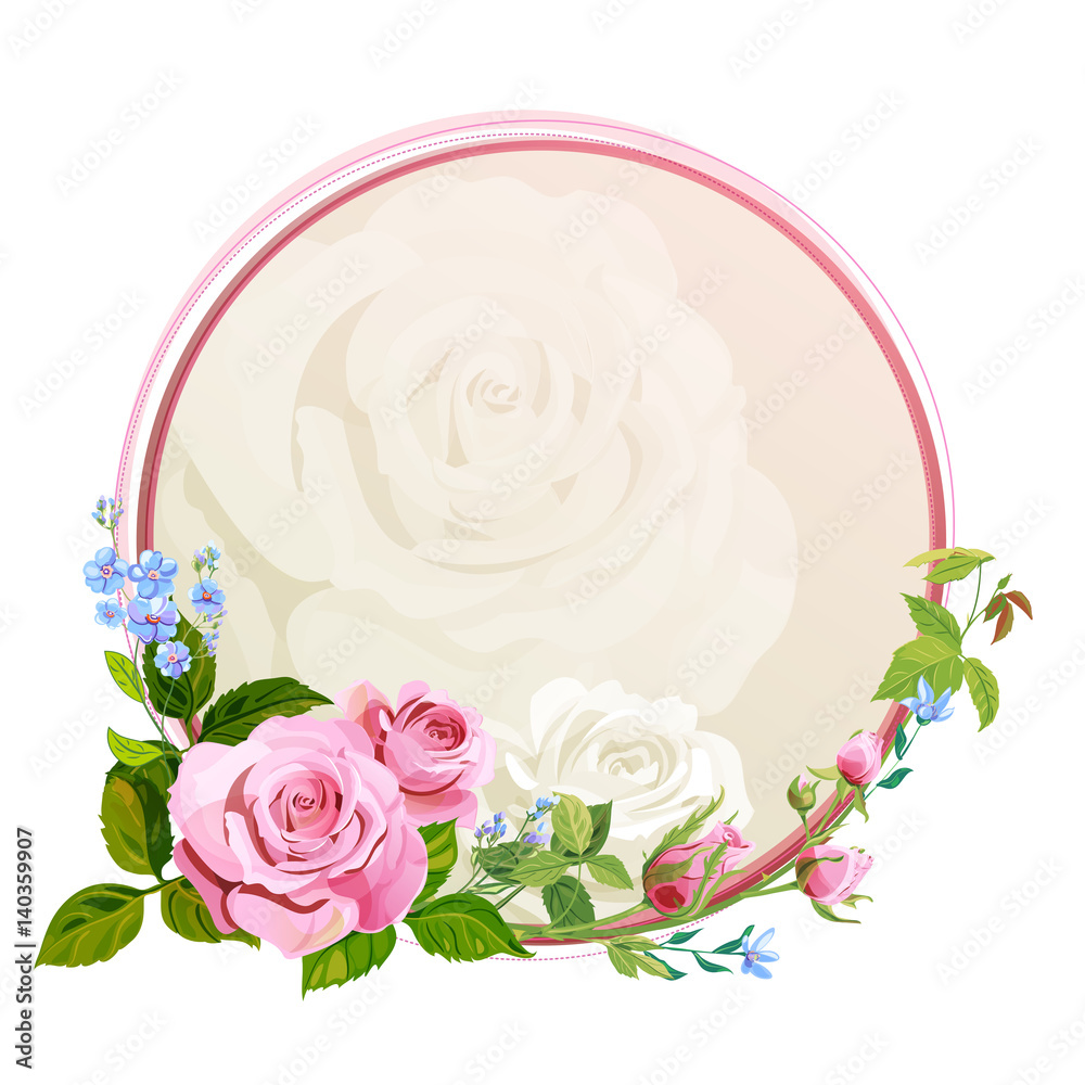 Floral Frame Round Vintage