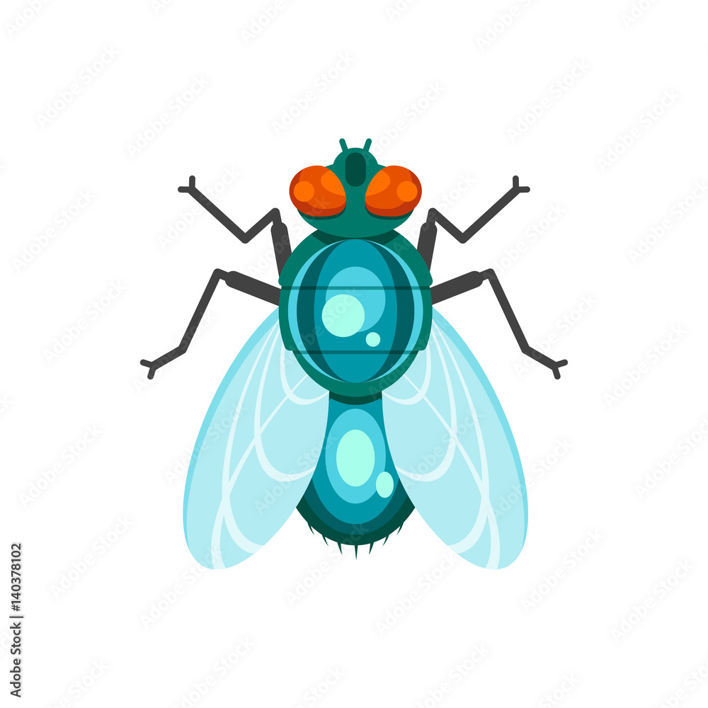 Vector flat style illustration of fly. Stock Vector | Adobe Stock