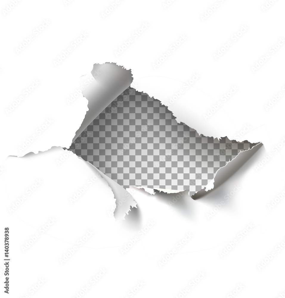 Realistic hole in paper isolated on white background. Vector ...