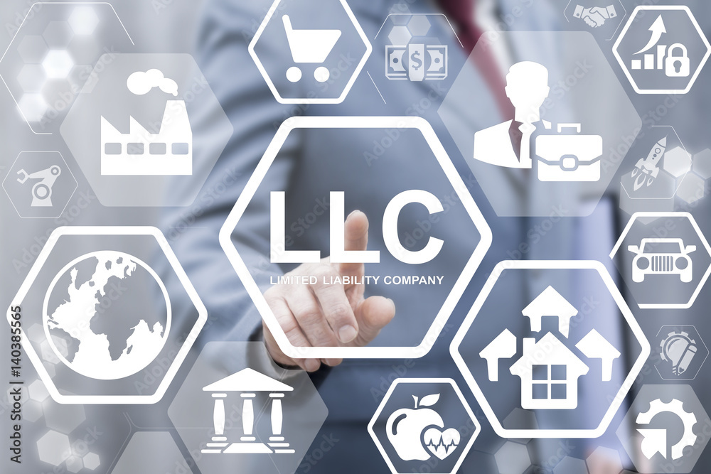 Limited Liability Company concept. Businessman touched LLC word icon on ...